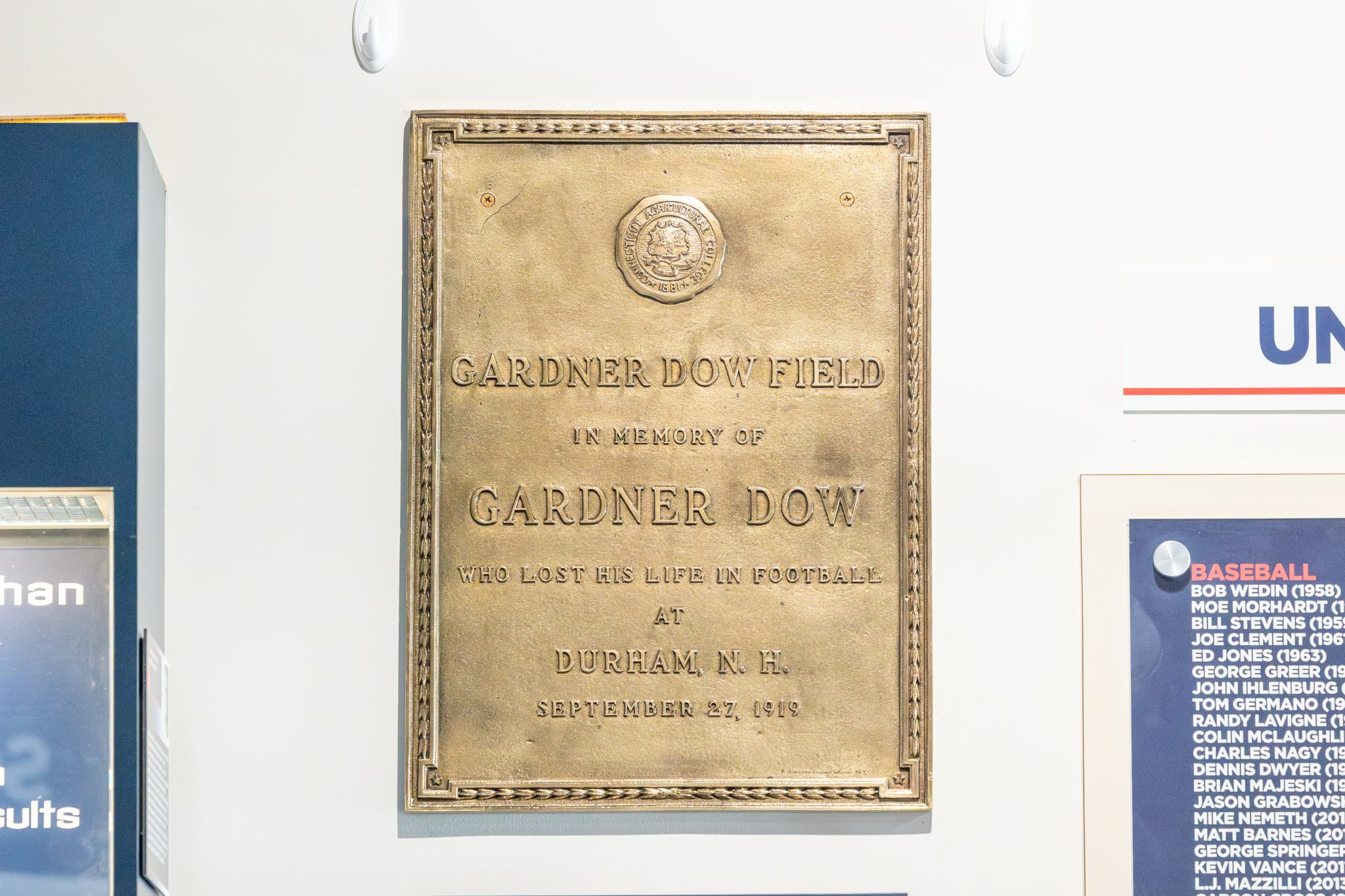 Gardner Dow Field Dedication Plaque Has a New Home - UConn Today